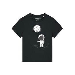 wat? Apparel T-Shirt Kleiner Astronaut mit Luftballon in Schwarz | Gr.: 36
