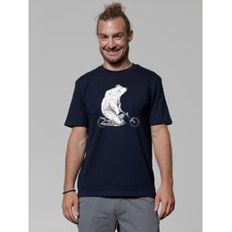 wat? Apparel T-Shirt B&auml;r auf Bike in Dunkelblau | Gr.: 46