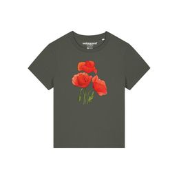 wat? Apparel T-Shirt Poppy Flowers in Khaki | Gr.: 40