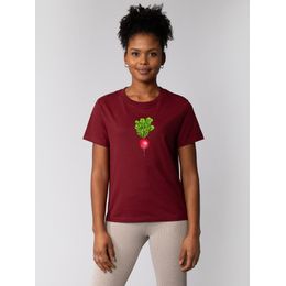 wat? Apparel T-Shirt Radieschen in Weinrot | Gr.: 40