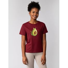 wat? Apparel T-Shirt Avocato in Weinrot | Gr.: 34