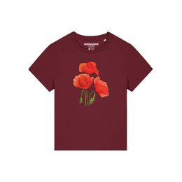 wat? Apparel T-Shirt Poppy Flowers in Weinrot | Gr.: 34