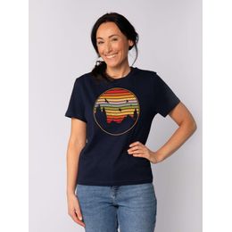 wat? Apparel T-Shirt Sunset Berge & Tannen in Dunkelblau | Gr.: 42