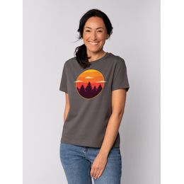 wat? Apparel T-Shirt Sunset forest in Grau | Gr.: 38