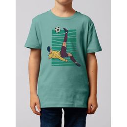 wat? Apparel T-Shirt Fu&szlig;ball in Teal Monstera | Gr.: 152-164