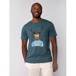 wat? Apparel T-Shirt Hirsch in Petrol | Gr.: 56