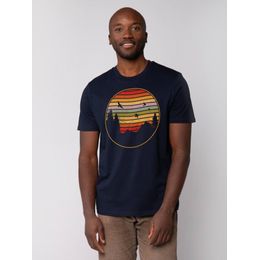 wat? Apparel T-Shirt Sunset Berge & Tannen in Dunkelblau | Gr.: 50