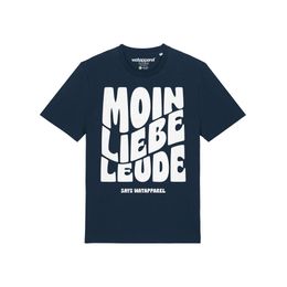 wat? Apparel T-Shirt Moin liebe Leude in Dunkelblau | Gr.: 54