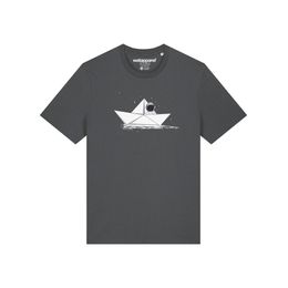 wat? Apparel T-Shirt Astronaut in paper boat in Grau | Gr.: 52