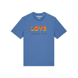 wat? Apparel T-Shirt Love always wins in Bright Blue | Gr.: 46