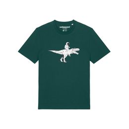 wat? Apparel T-Shirt Astronaut on T-Rex in Dunkelgr&uuml;n | Gr.: 56