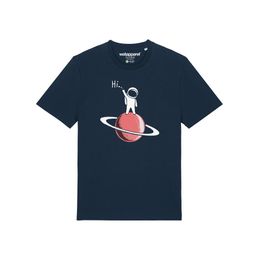 wat? Apparel T-Shirt Astronaut says Hi in Dunkelblau | Gr.: 60