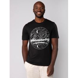 wat? Apparel T-Shirt Mountains by night in Schwarz | Gr.: 48