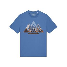 wat? Apparel T-Shirt Geometric Landscape in Bright Blue | Gr.: 48