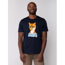 wat? Apparel T-Shirt Fuchs in Dunkelblau | Gr.: 54