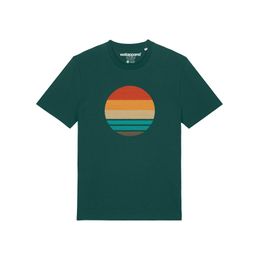 wat? Apparel T-Shirt Retro Sunset Ocean in Dunkelgr&uuml;n | Gr.: 52