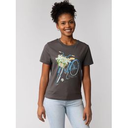 wat? Apparel T-Shirt Blaues Damenrad in Grau | Gr.: 44