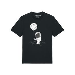 wat? Apparel T-Shirt Kleiner Astronaut mit Luftballon in Schwarz | Gr.: 46