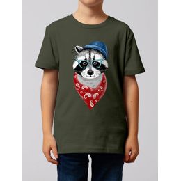 wat? Apparel T-Shirt Waschb&auml;r in Khaki | Gr.: 152-164