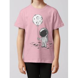 wat? Apparel T-Shirt Kleiner Astronaut mit Luftballon in Rosa | Gr.: 152-164