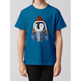 wat? Apparel T-Shirt Pinguin in Blau | Gr.: 152-164