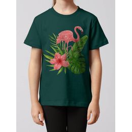 wat? Apparel T-Shirt Flamingo in Dunkelgr&uuml;n | Gr.: 110/116