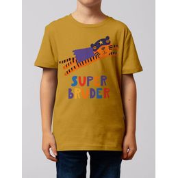wat? Apparel T-Shirt Tiger Superbruder in Ocker | Gr.: 134-146