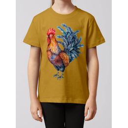 wat? Apparel T-Shirt Grimmiger Gockel in Ocker | Gr.: 122/128