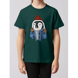 wat? Apparel T-Shirt Pinguin in Dunkelgr&uuml;n | Gr.: 134-146