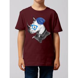 wat? Apparel T-Shirt Nashorn in Weinrot | Gr.: 152-164