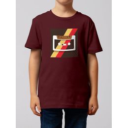 wat? Apparel T-Shirt Kassette in Weinrot | Gr.: 122/128