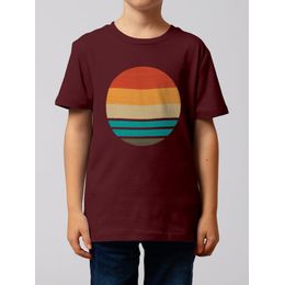 wat? Apparel T-Shirt Retro Sunset Ocean in Weinrot | Gr.: 110/116
