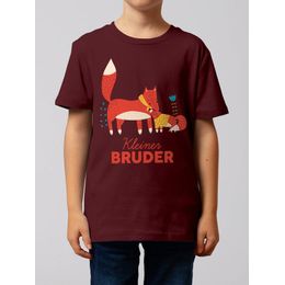 wat? Apparel T-Shirt Fuchs Kleiner Bruder in Weinrot | Gr.: 122/128