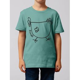 wat? Apparel T-Shirt Le poulet - das Huhn in Teal Monstera | Gr.: 134-146
