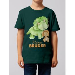wat? Apparel T-Shirt Dinosaurier 07 Kleiner Bruder in Dunkelgr&uuml;n | Gr.: 152-164