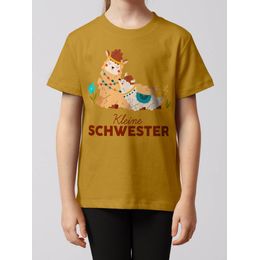 wat? Apparel T-Shirt Lama Kleine Schwester in Ocker | Gr.: 110/116