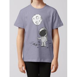 wat? Apparel T-Shirt Kleiner Astronaut mit Luftballon in Lavender | Gr.: 122/128