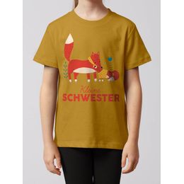 wat? Apparel T-Shirt Fuchs Kleine Schwester in Ocker | Gr.: 134-146