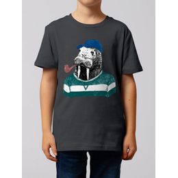 wat? Apparel T-Shirt Walross in Grau | Gr.: 110/116