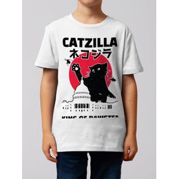wat? Apparel T-Shirt Catzilla in Wei&szlig; | Gr.: 122/128