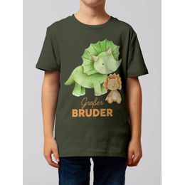 wat? Apparel T-Shirt Dinosaurier 07 Gro&szlig;er Bruder in Khaki | Gr.: 98/104