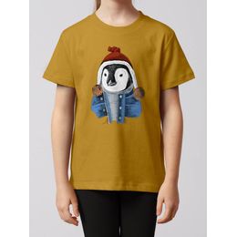 wat? Apparel T-Shirt Pinguin in Ocker | Gr.: 110/116