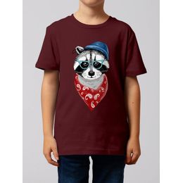 wat? Apparel T-Shirt Waschb&auml;r in Weinrot | Gr.: 134-146