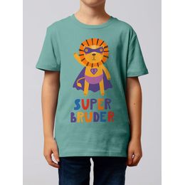 wat? Apparel T-Shirt L&ouml;we Superbruder in Teal Monstera | Gr.: 110/116