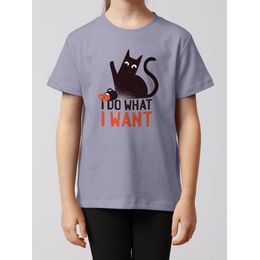 wat? Apparel T-Shirt Cat in Lavender | Gr.: 152-164