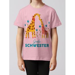 wat? Apparel T-Shirt Giraffe Gro&szlig;e Schwester in Rosa | Gr.: 152-164