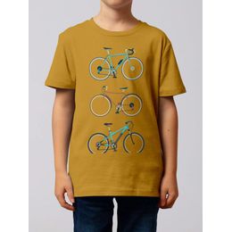 wat? Apparel T-Shirt 3 Fahrr&auml;der in Ocker | Gr.: 122/128