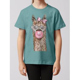 wat? Apparel T-Shirt Alpaka in Teal Monstera | Gr.: 152-164