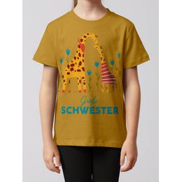 wat? Apparel T-Shirt Giraffe Gro&szlig;e Schwester in Ocker | Gr.: 134-146