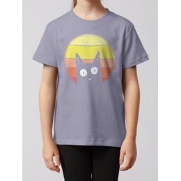 wat? Apparel T-Shirt Sunset Cat in Lavender | Gr.: 122/128